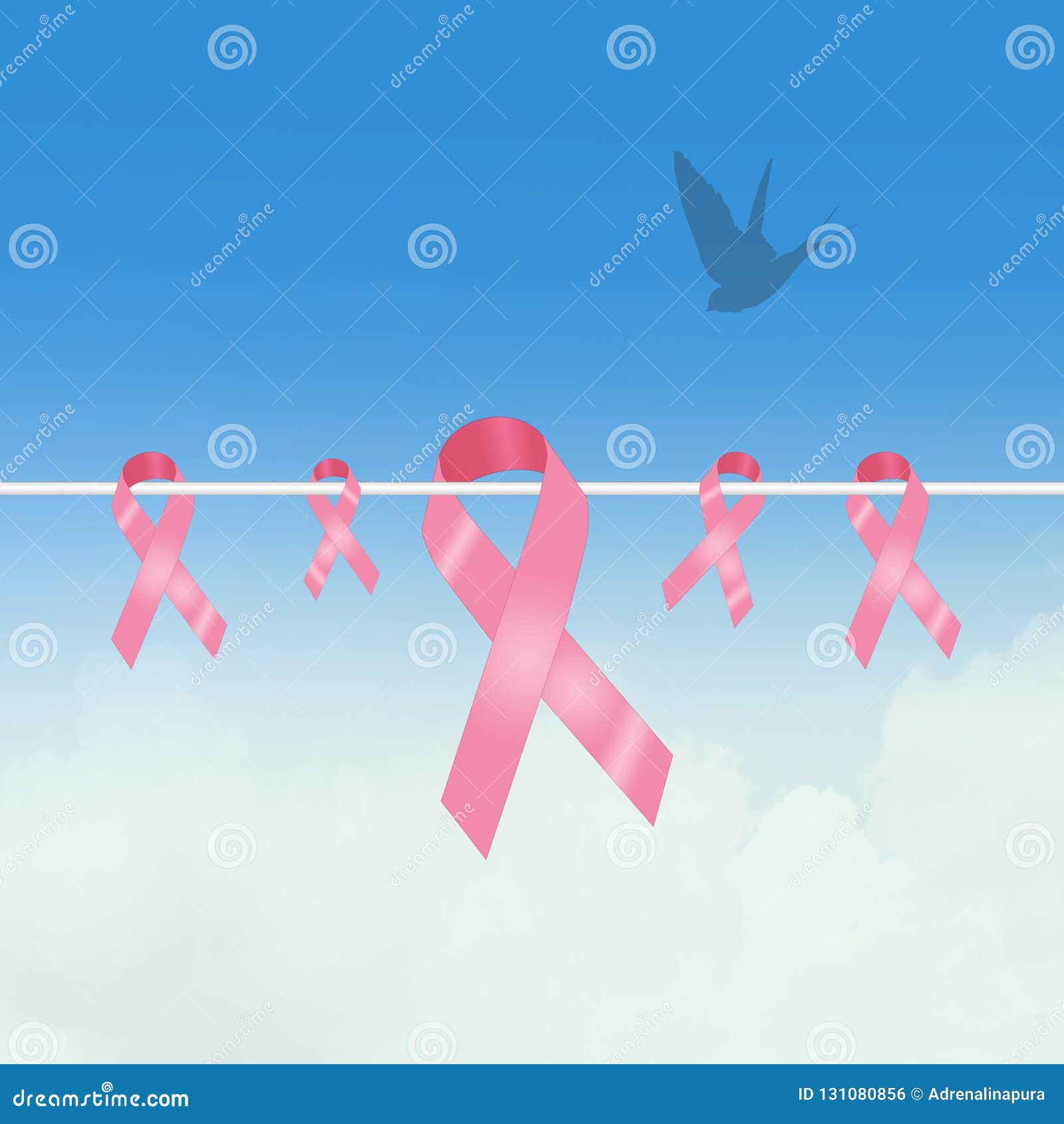 Pink bow for breast cancer stock illustration. Illustration of ribbons ...