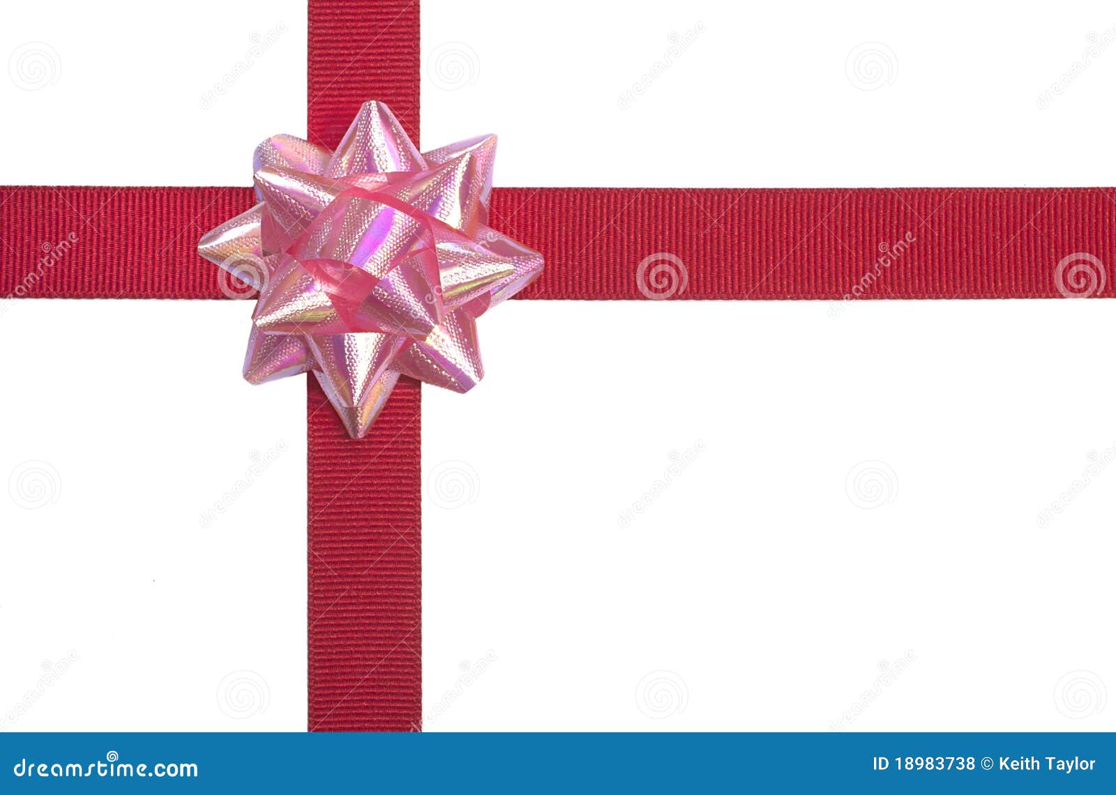 Pink Bow and Red Ribbon Isolated on White Backgrou Stock Photo - Image ...
