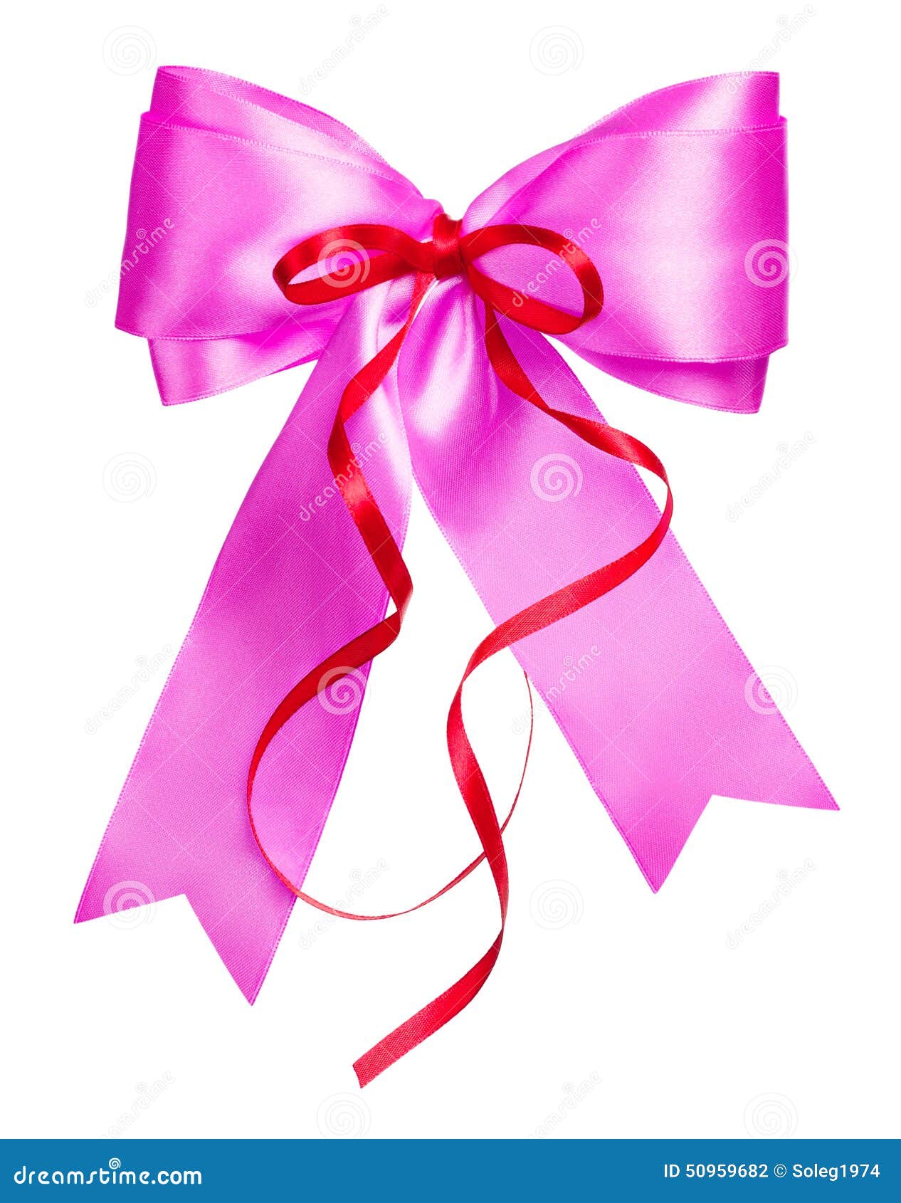 Pink Bow with Red Ribbon Made from Silk Stock Photo - Image of band ...