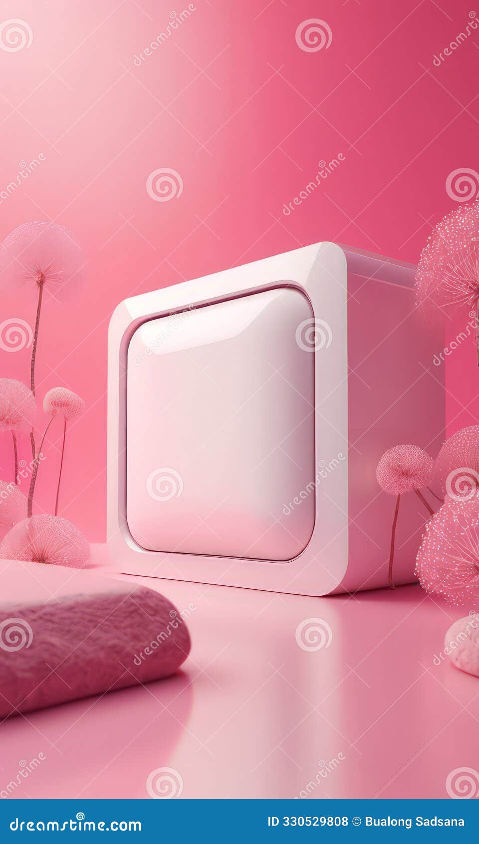 Pink box with flower on it stock illustration. Illustration of display ...