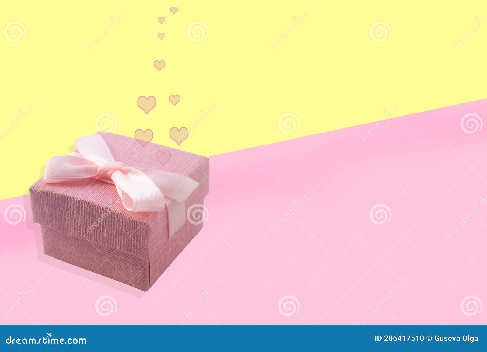 Pink Box with a Gift on a Pink Background with a Place for Text ...