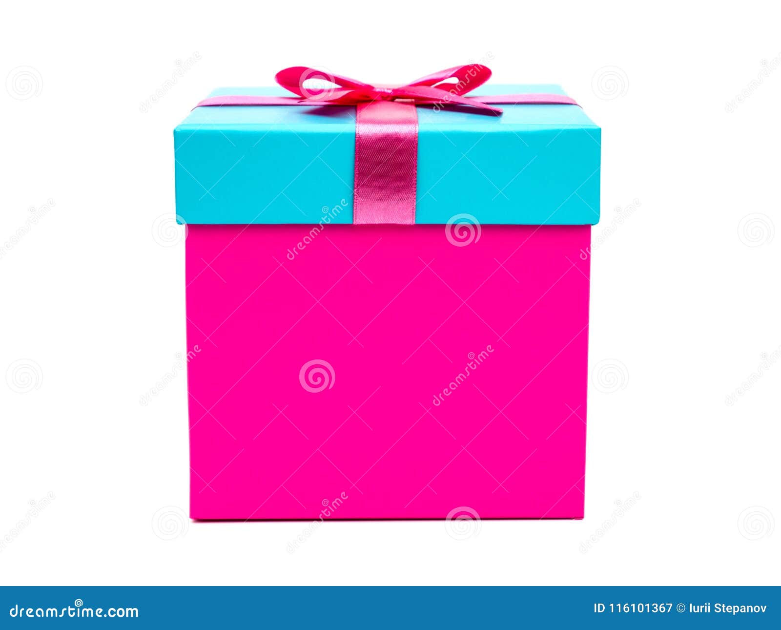 Pink Box with a Gift and Bow Isolated on White Stock Image - Image of ...