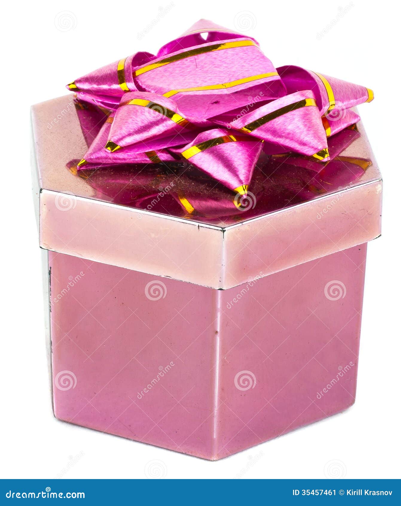 Pink Box and Ribbon on White Backgrounds Stock Image - Image of event ...