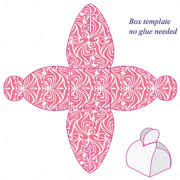 Pink Box Template with Handle, No Glue Needed Stock Vector ...