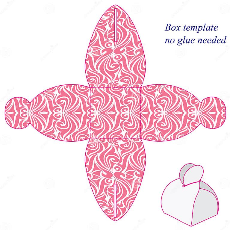 Pink Box Template with Handle, No Glue Needed Stock Vector ...