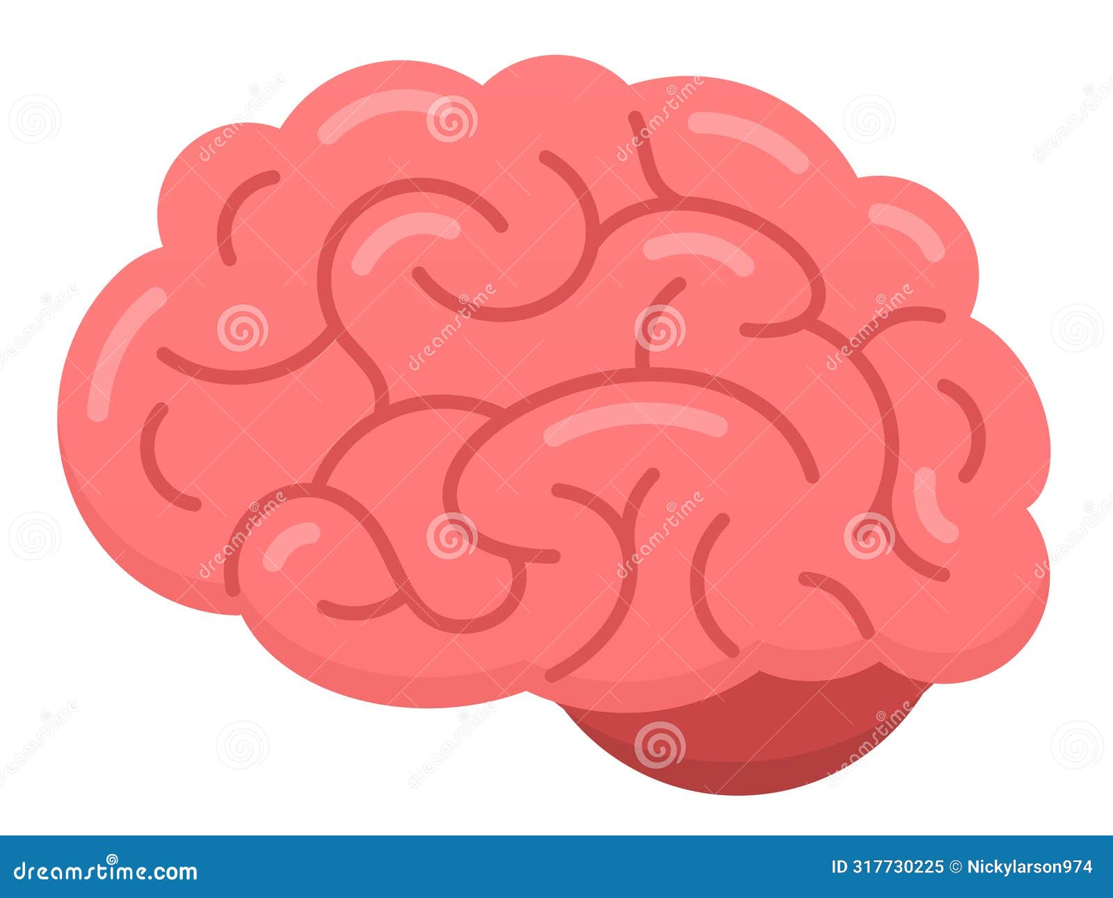 Pink Brain Flat Design Isolated Stock Vector - Illustration of mind ...