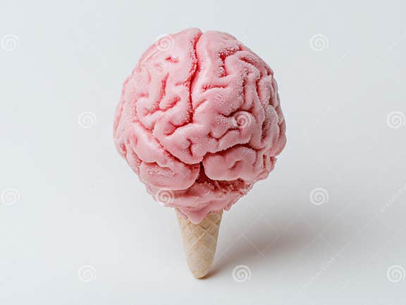 Pink brain ice cream scoop stock illustration. Illustration of ...