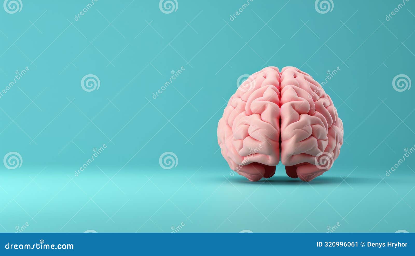A Pink Brain Model Floats Against a Bright Blue Backdrop Stock Image ...