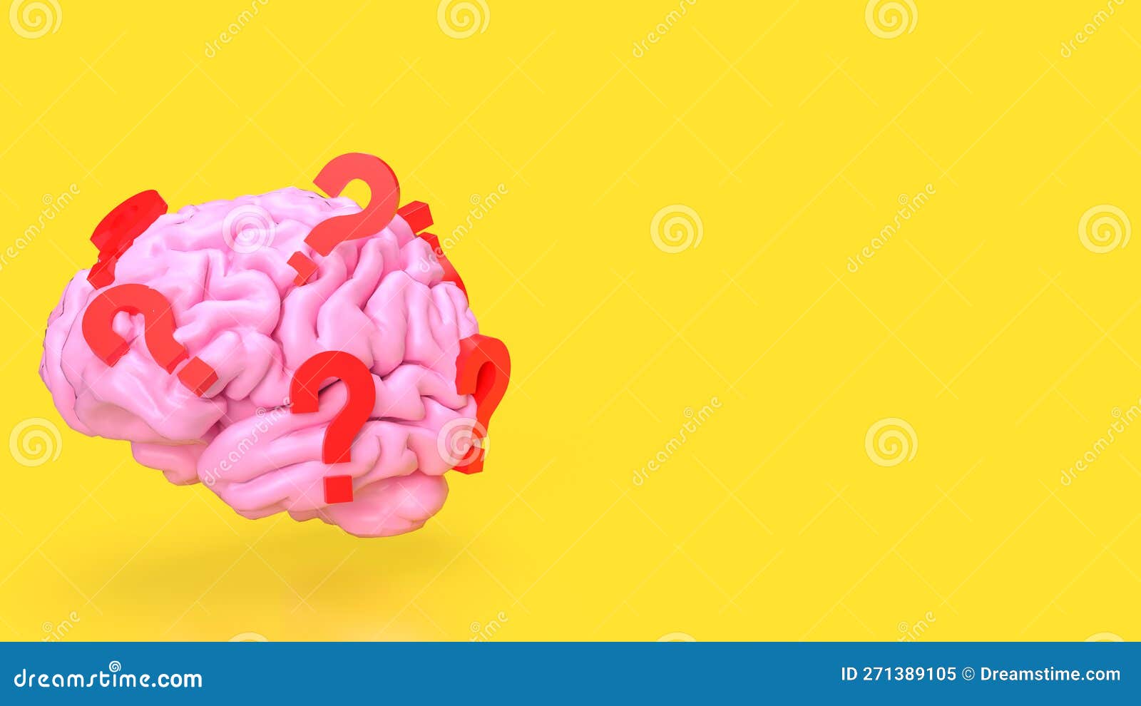 The Pink Brain and Red Question Mark for Sci or Education Concept 3d ...