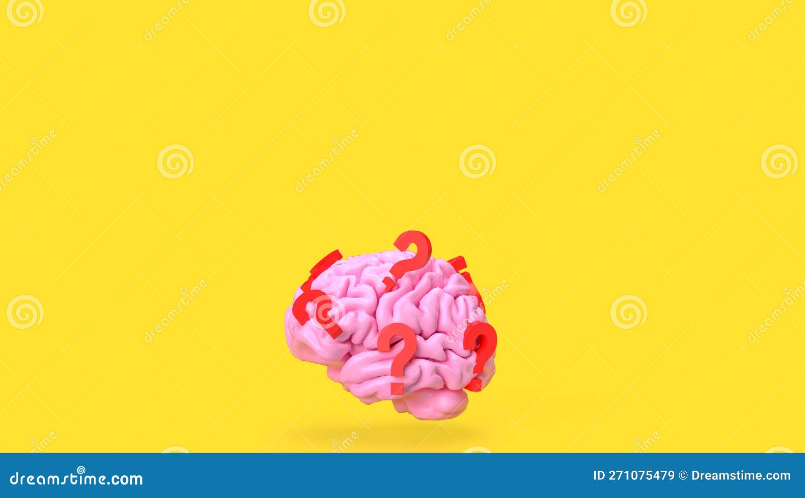 The Pink Brain and Red Question Mark for Sci or Education Concept 3d ...