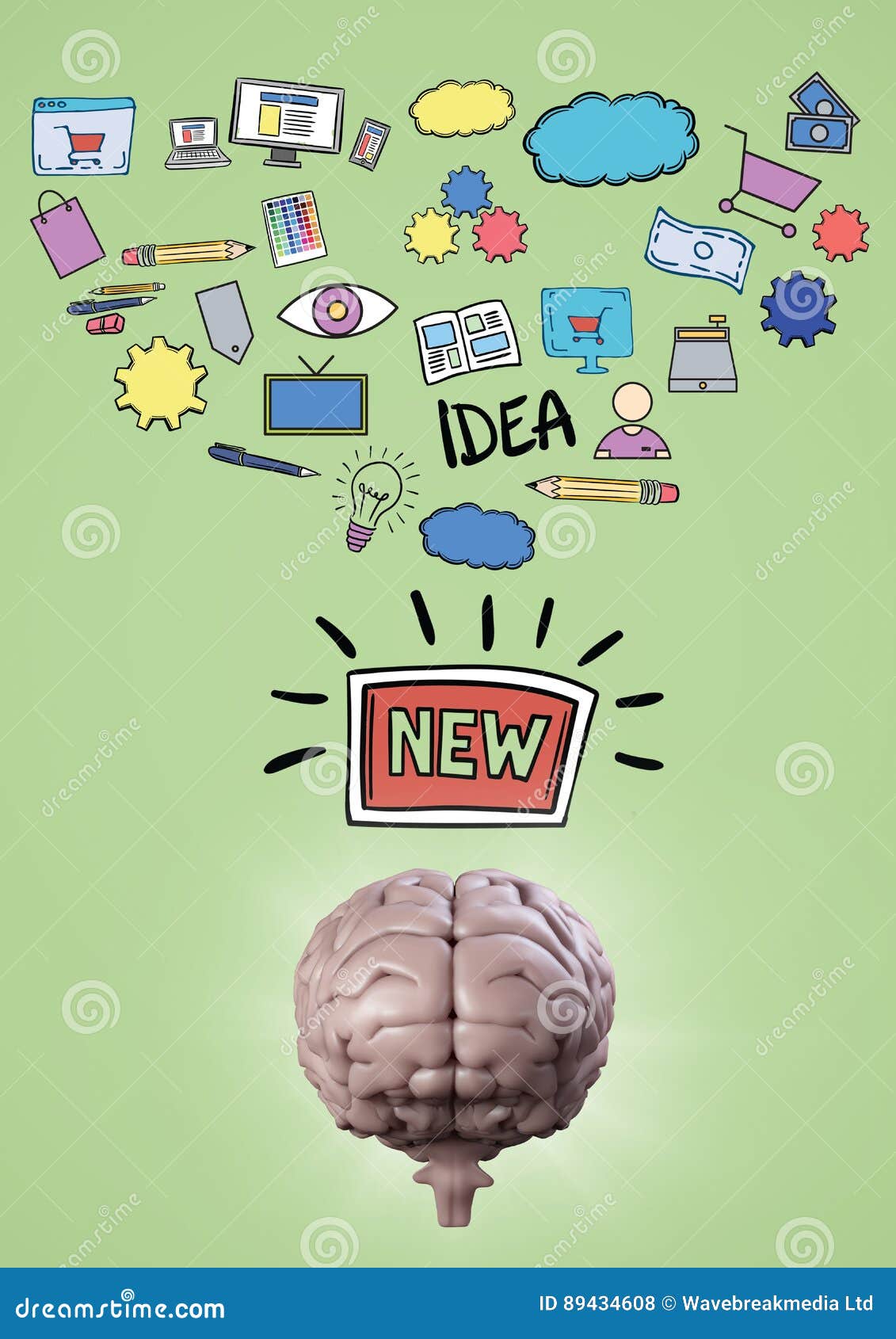 Brain Under Microscope 3D Illustration. Neural Connections, Neural ...