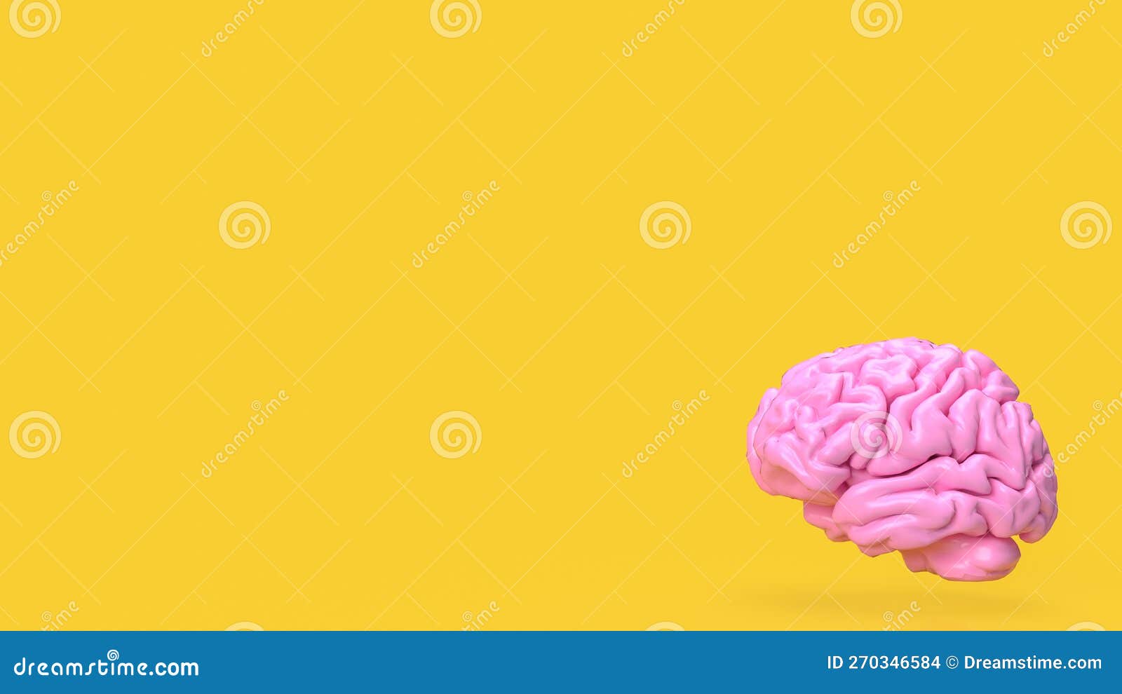 The Pink Brain on Yellow Background for Creative or Idea Concept 3d ...