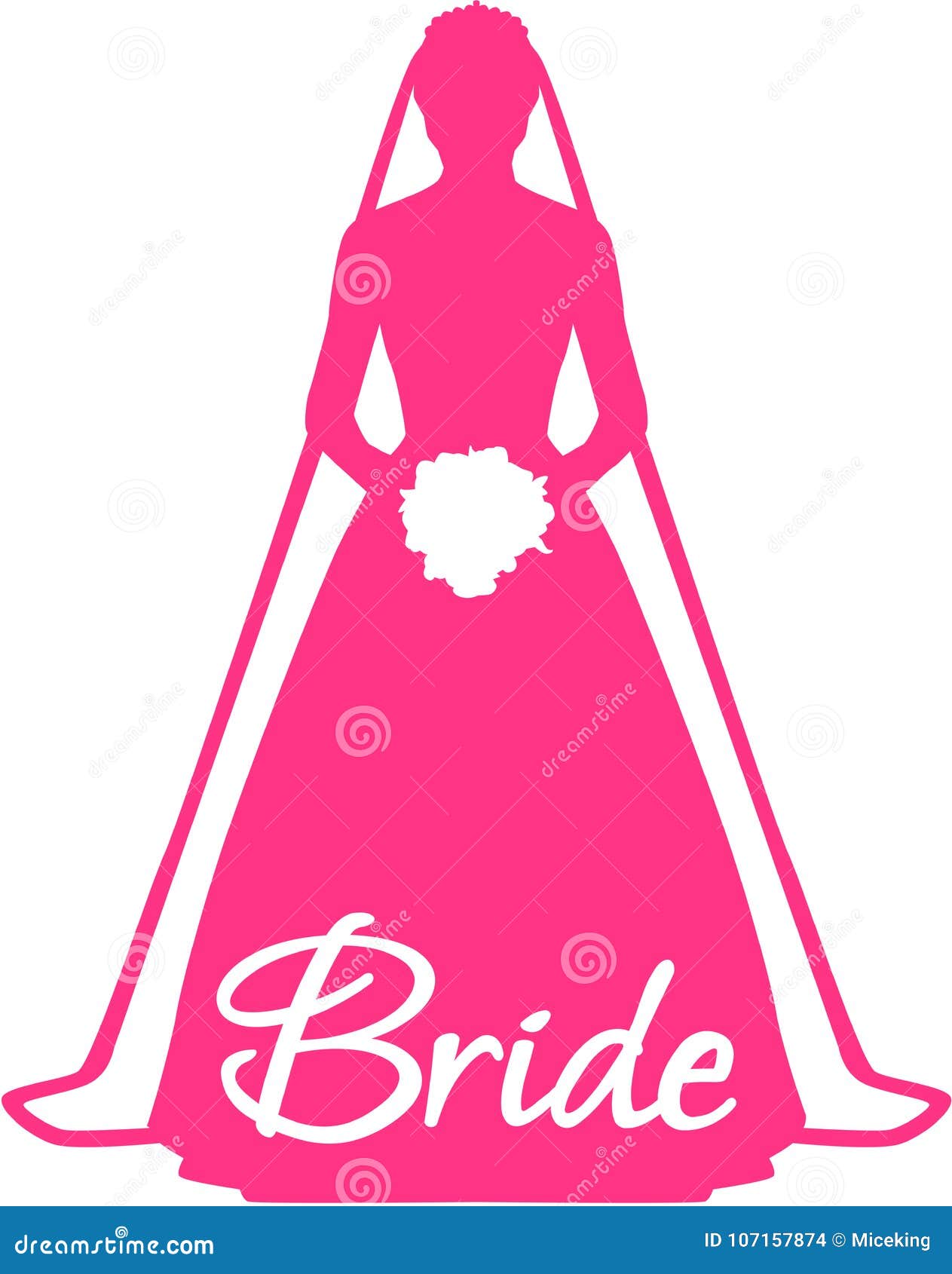 Pink bride with word stock vector. Illustration of dress - 107157874