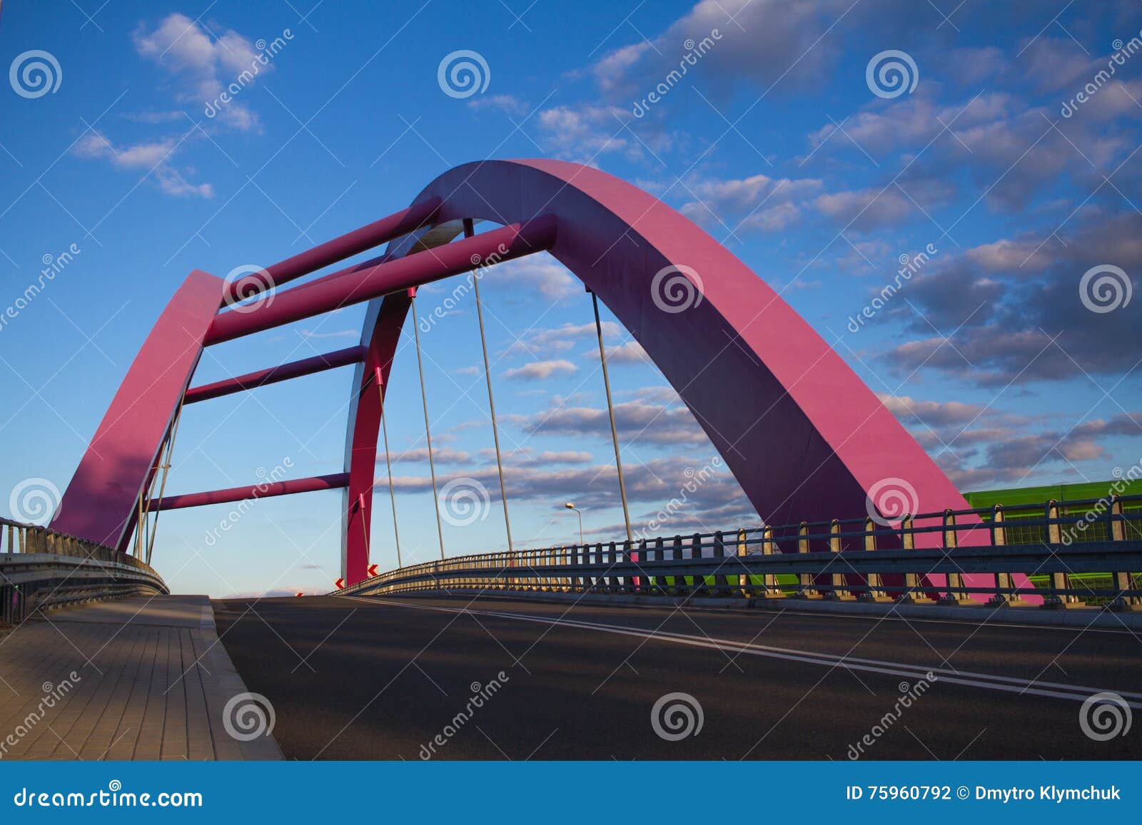 Pink Bridge in Sunrise Light Stock Photo - Image of blue, riding: 75960792