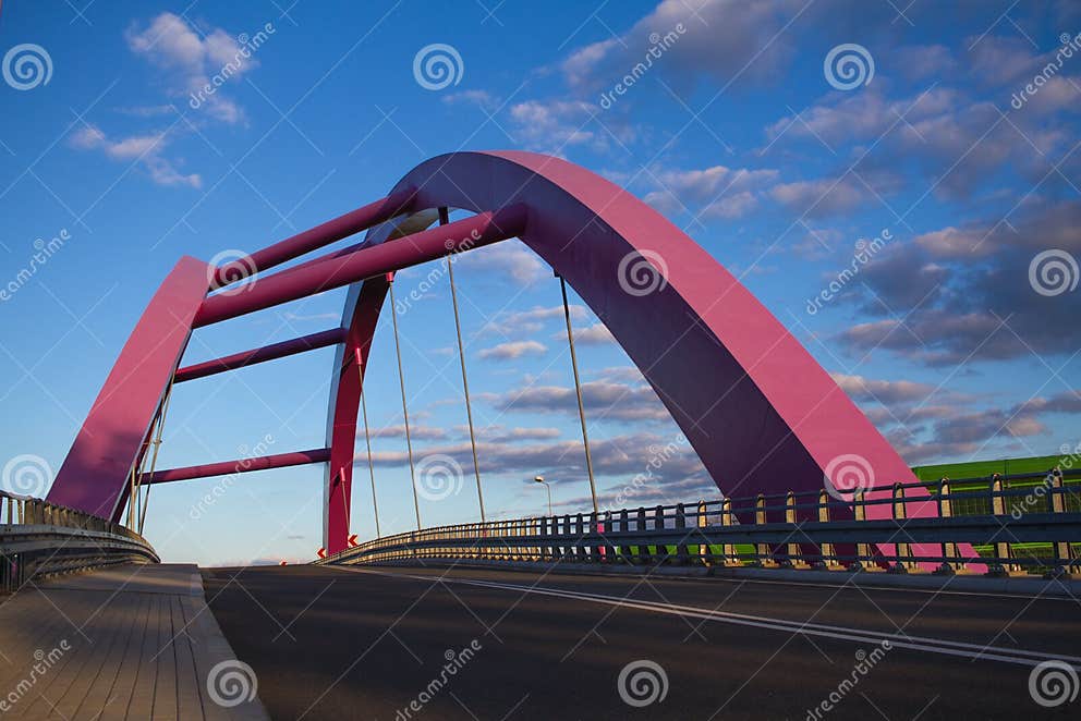 Pink Bridge in Sunrise Light Stock Photo - Image of blue, riding: 75960792