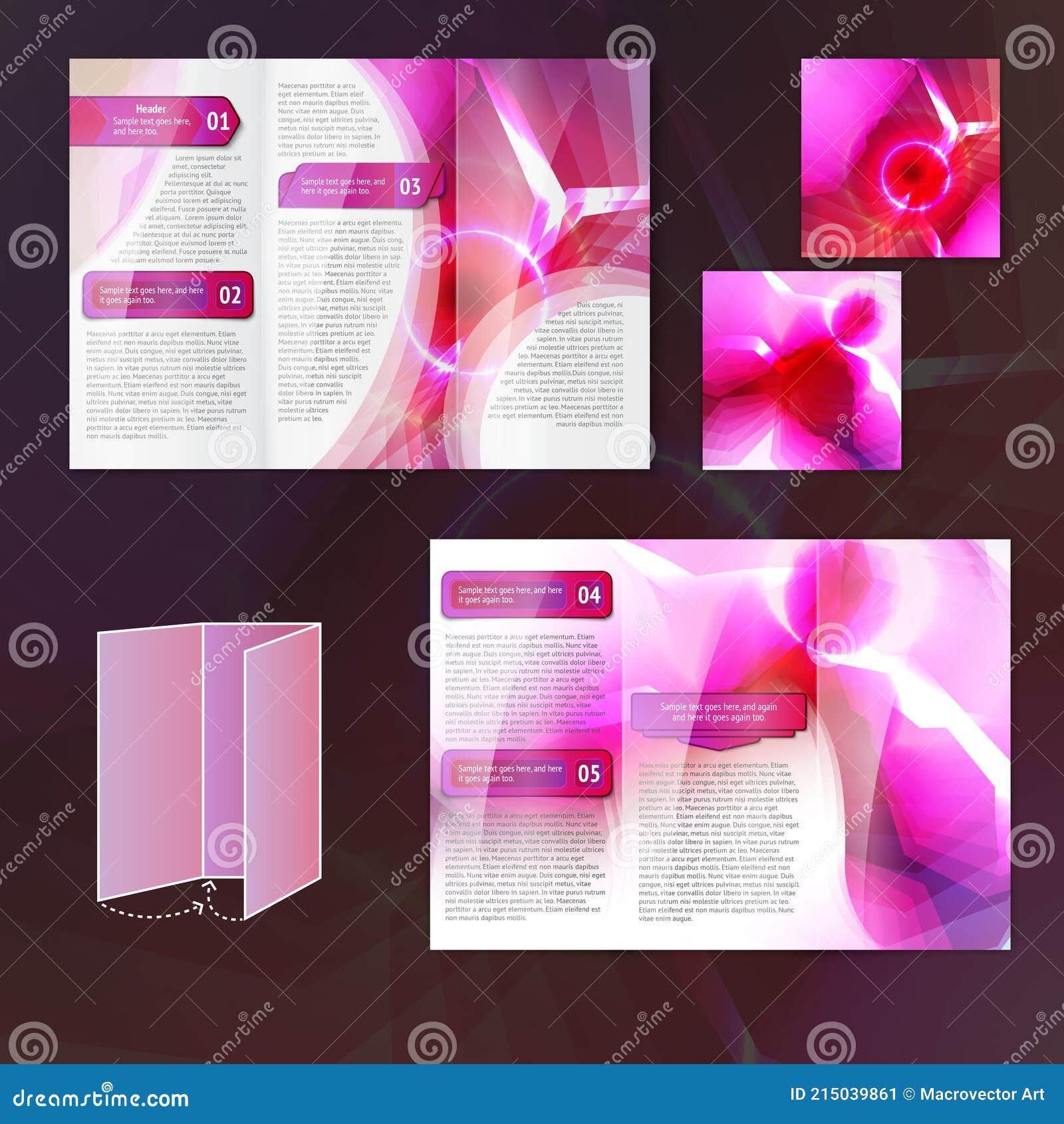Pink brochure template stock vector. Illustration of back - 215039861