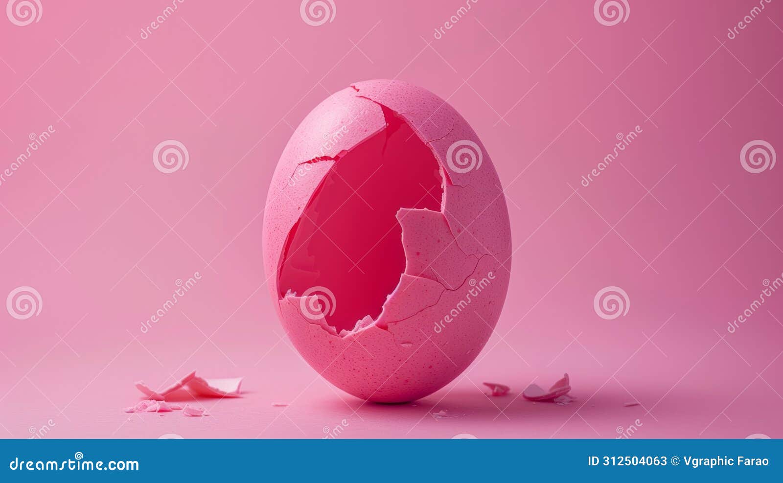 Pink Broken Egg Shell on Pink Background Stock Image - Image of ...