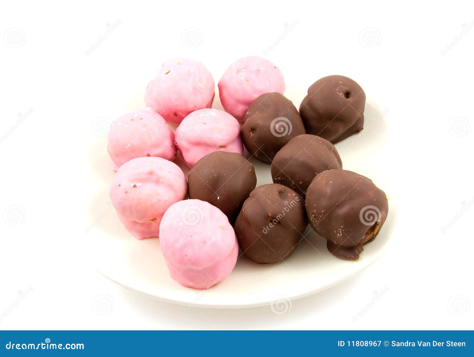 Pink and Brown Chocolate Cream Puffs Stock Image - Image of filling ...