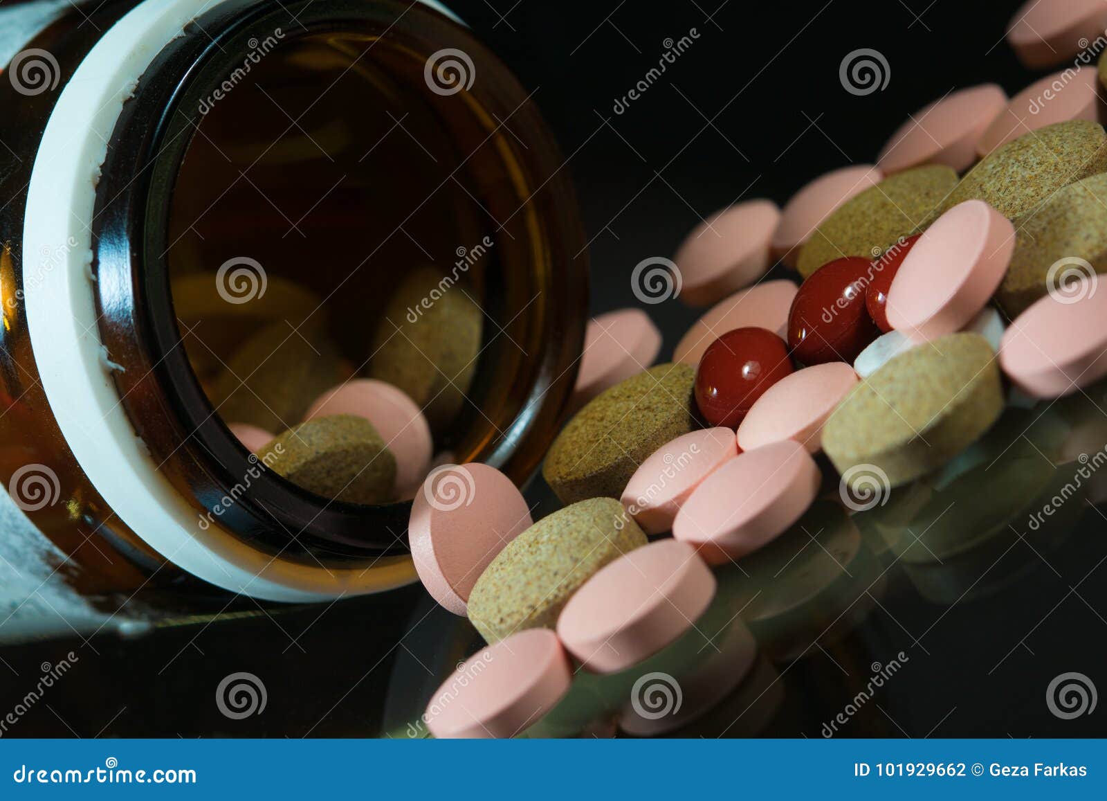 Pink and Brown Painkiller Tablets Stock Photo - Image of pharmaceutical ...