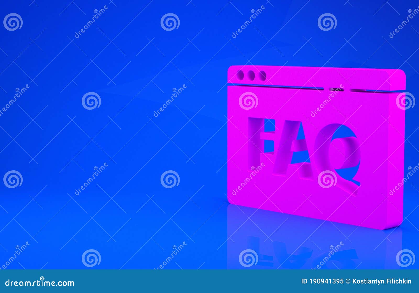 Pink Browser FAQ Icon Isolated on Blue Background. Internet ...