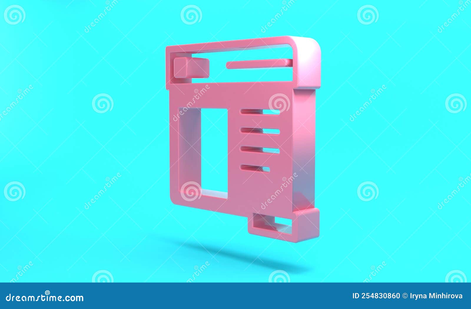 Pink Browser Window Icon Isolated on Turquoise Blue Background ...