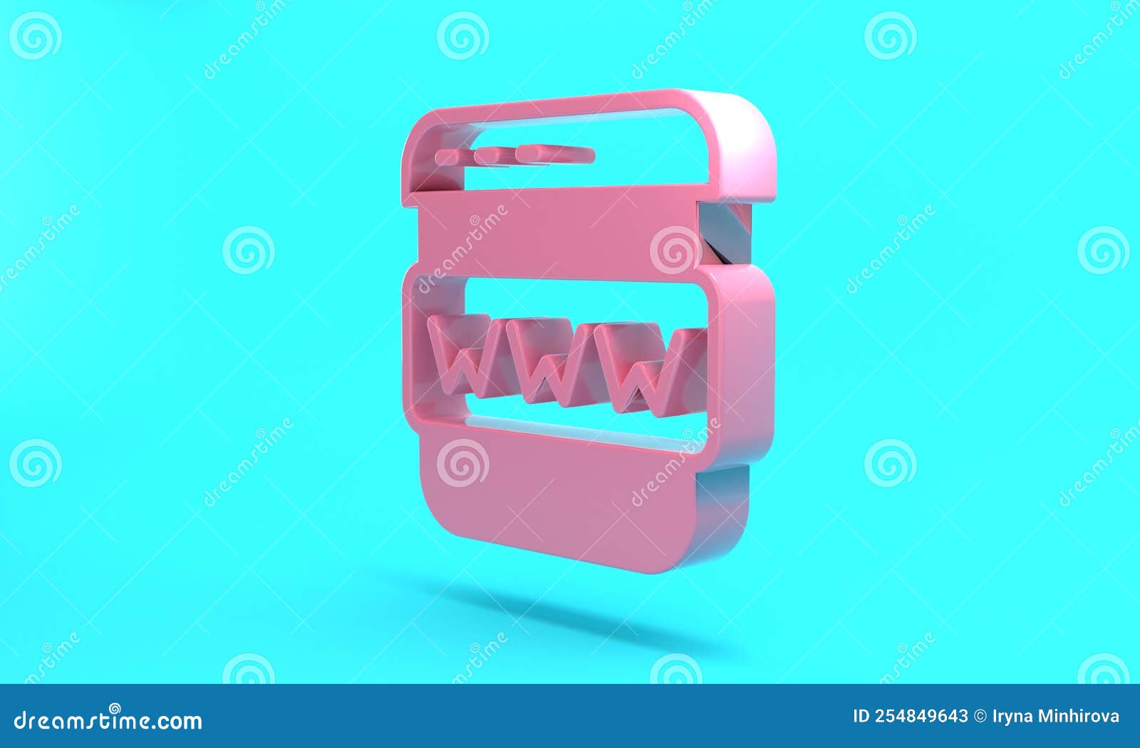 Pink Browser Window Icon Isolated on Turquoise Blue Background ...