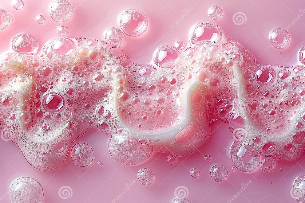 Pink Bubble Delight. Shimmering Soap Suds and Bubbles on a Pink Surface ...
