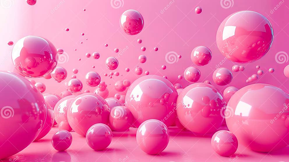Pink Bubbles Wallpapers. a Pink Background with Bubbles and Cubes Stock ...