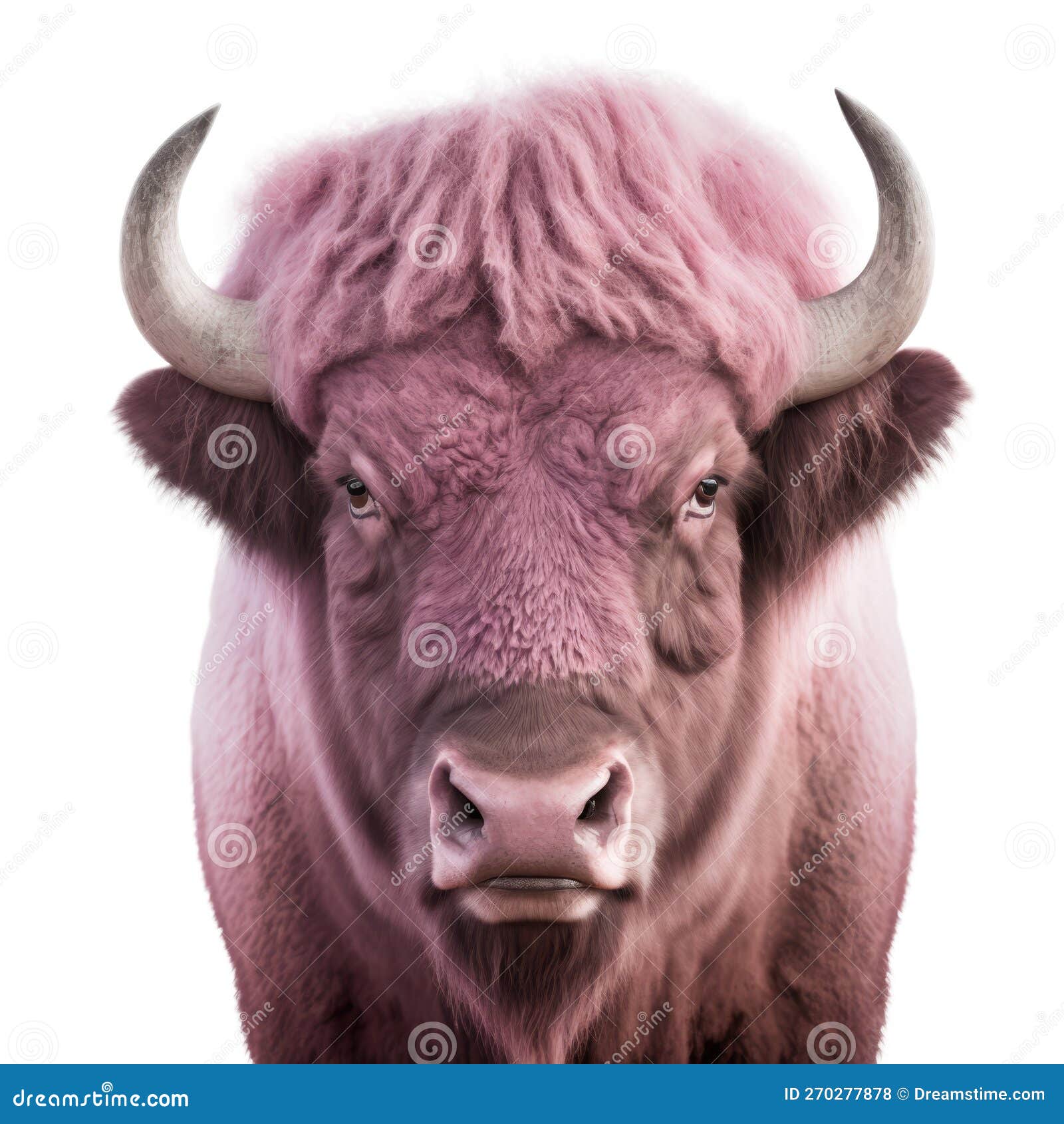 Pink buffalo on white stock illustration. Illustration of generative ...