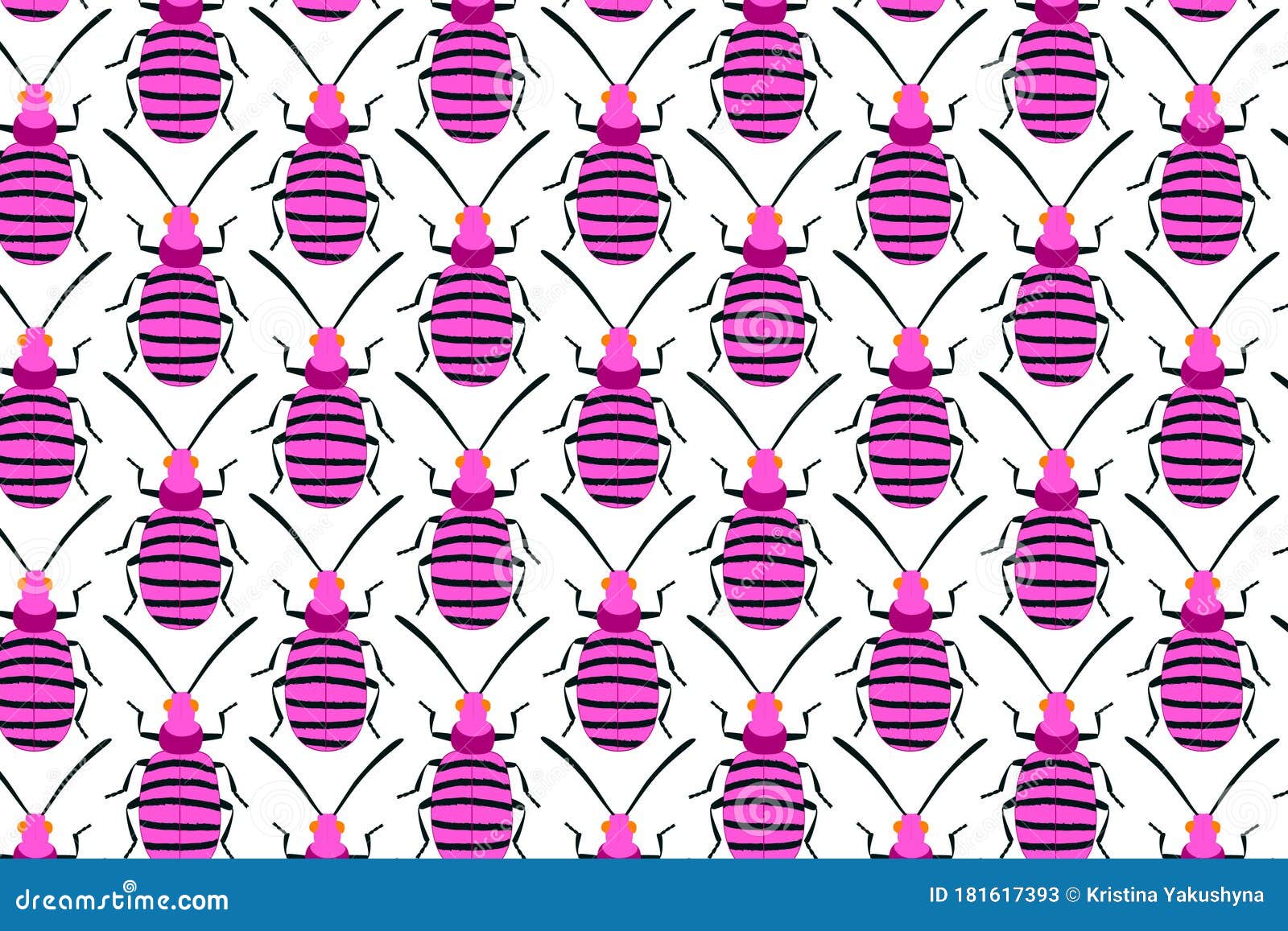 Pink Bug Pattern on White. Insects Bright Background Stock Illustration ...