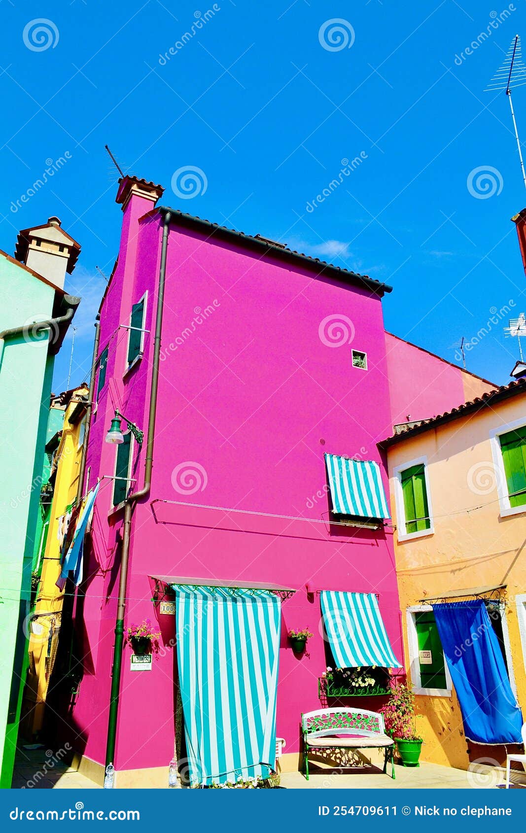 Pink building stock image. Image of painted, brightly - 254709611