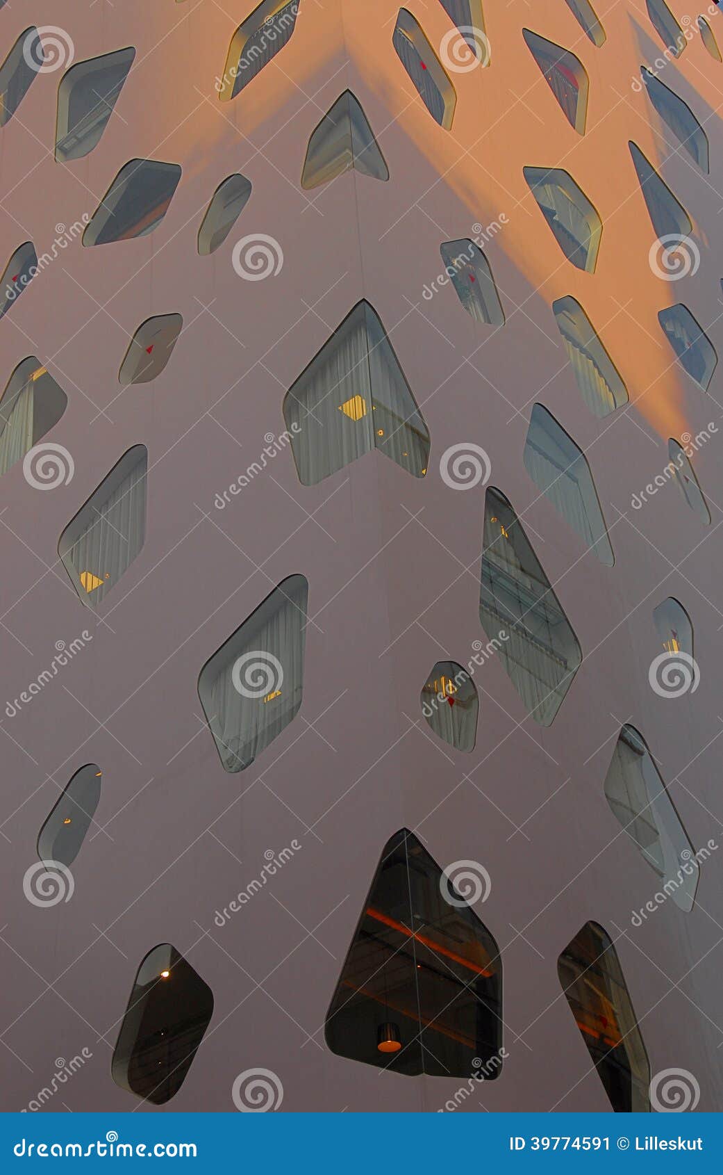 Pink Building Random Windows Stock Image - Image of modern, randomly ...