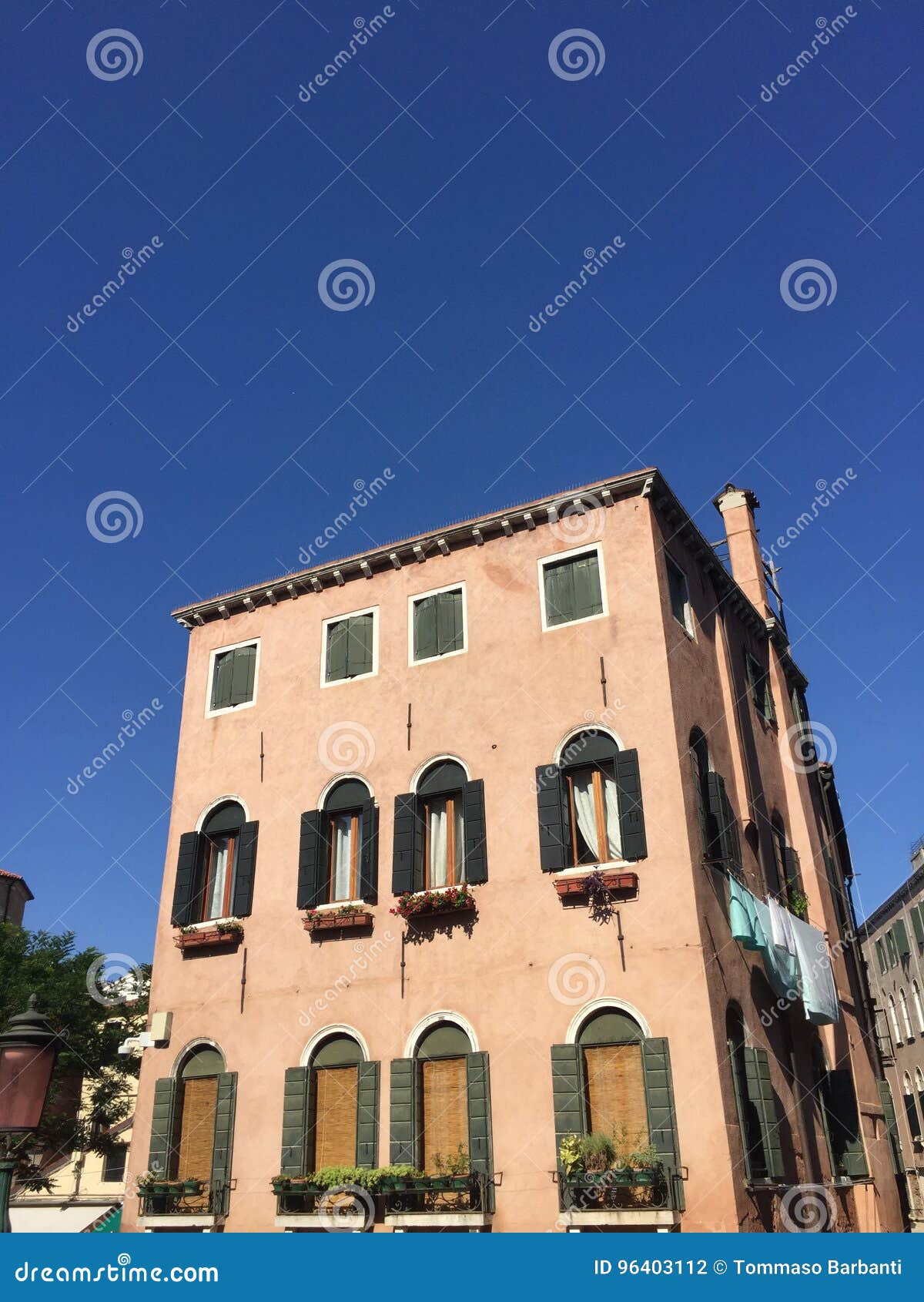 Pink building in Venice stock photo. Image of closed - 96403112