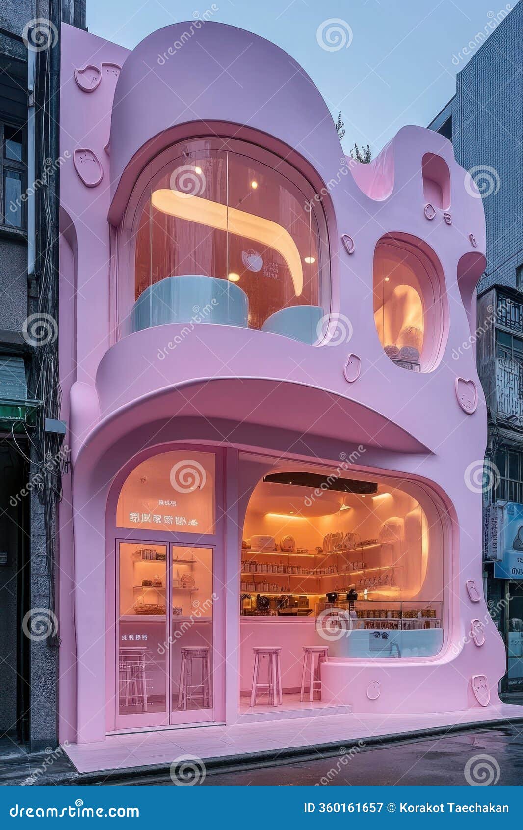 A Pink Building with a Pink Window and a Pink Door Stock Image - Image ...