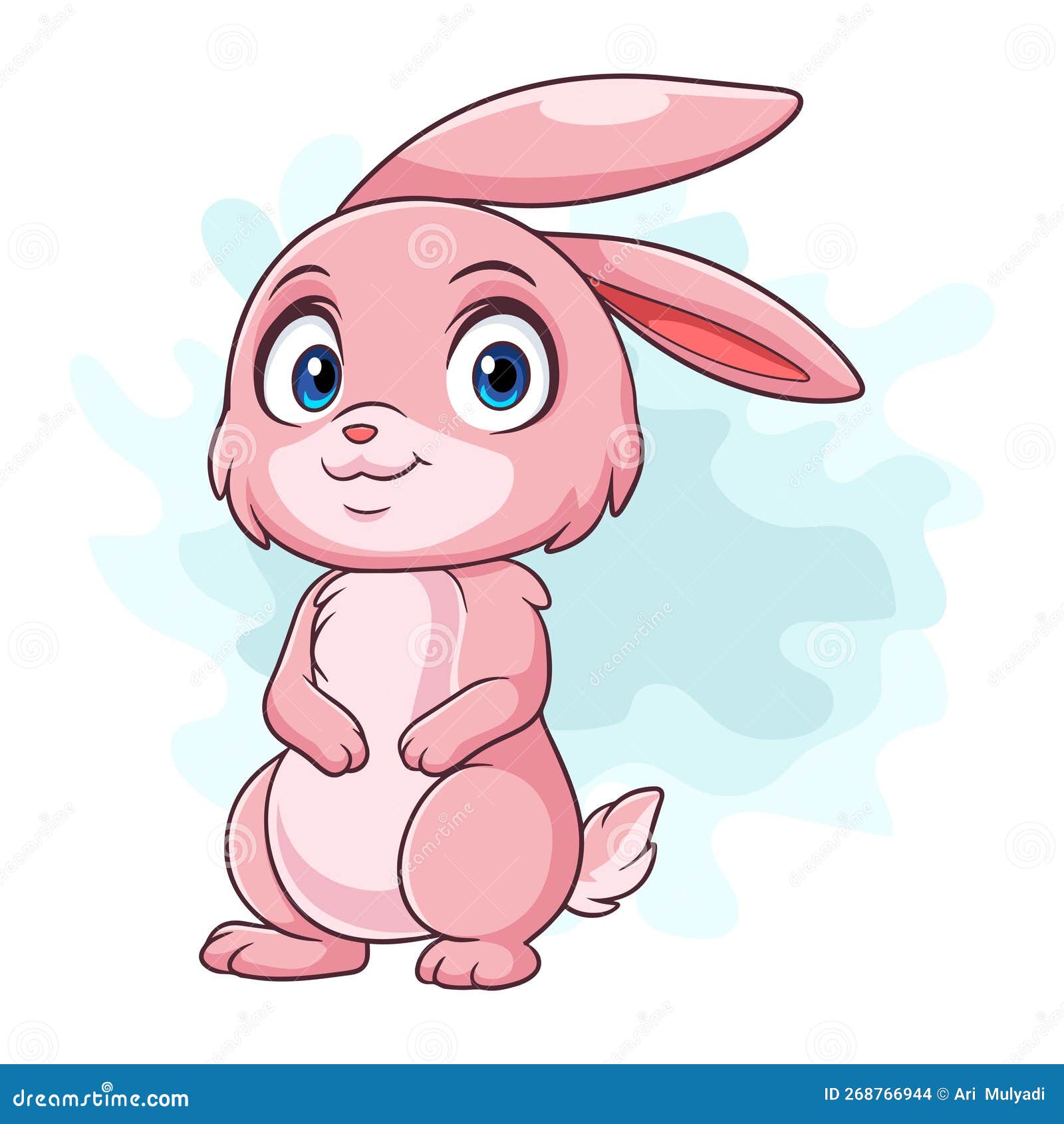 Pink Bunny Cartoon Standing Isolated on White Background Stock Vector ...