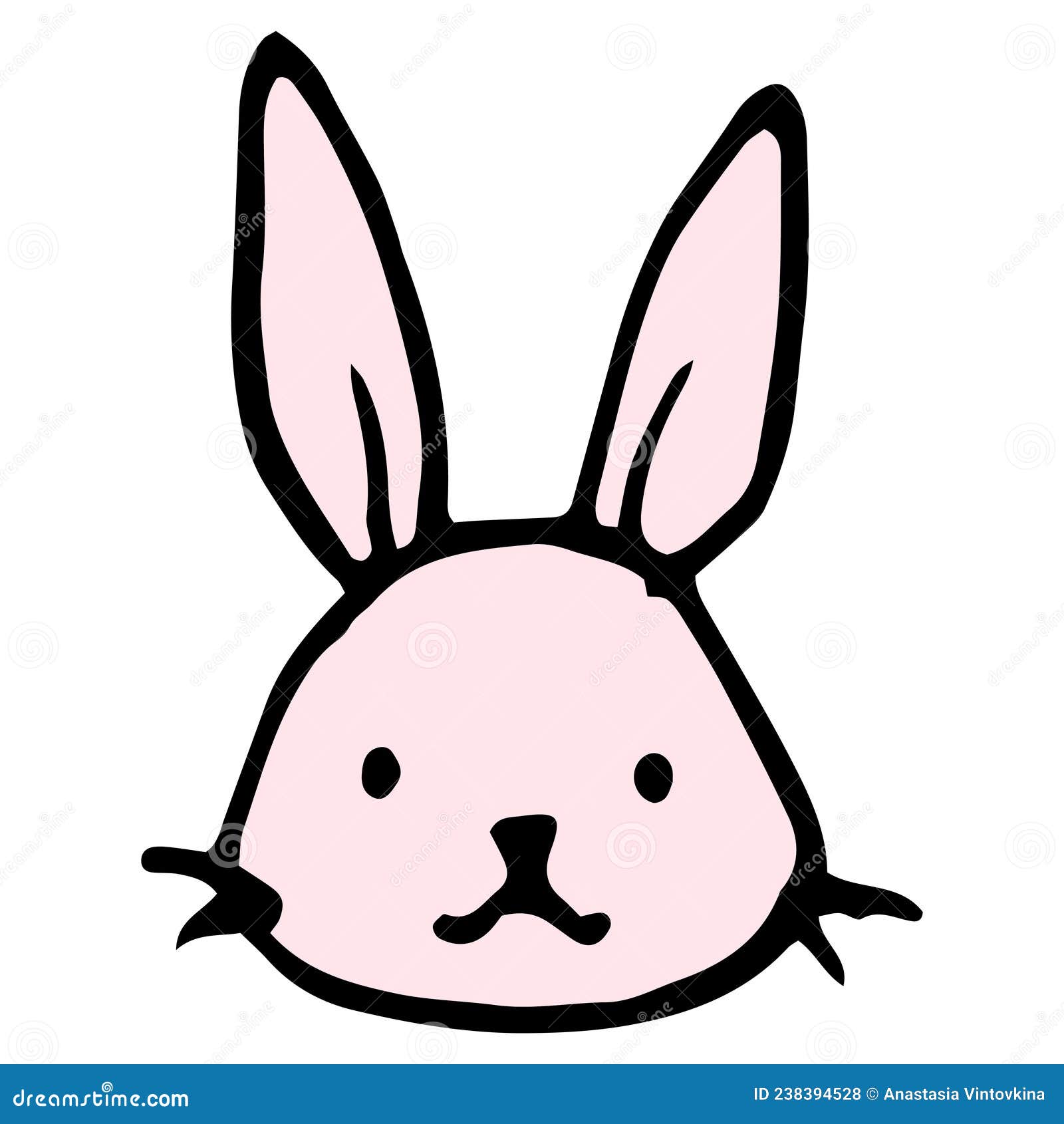 Pink Bunny Head. Doodle-style Head of a Cute Easter Bunny Animal in ...