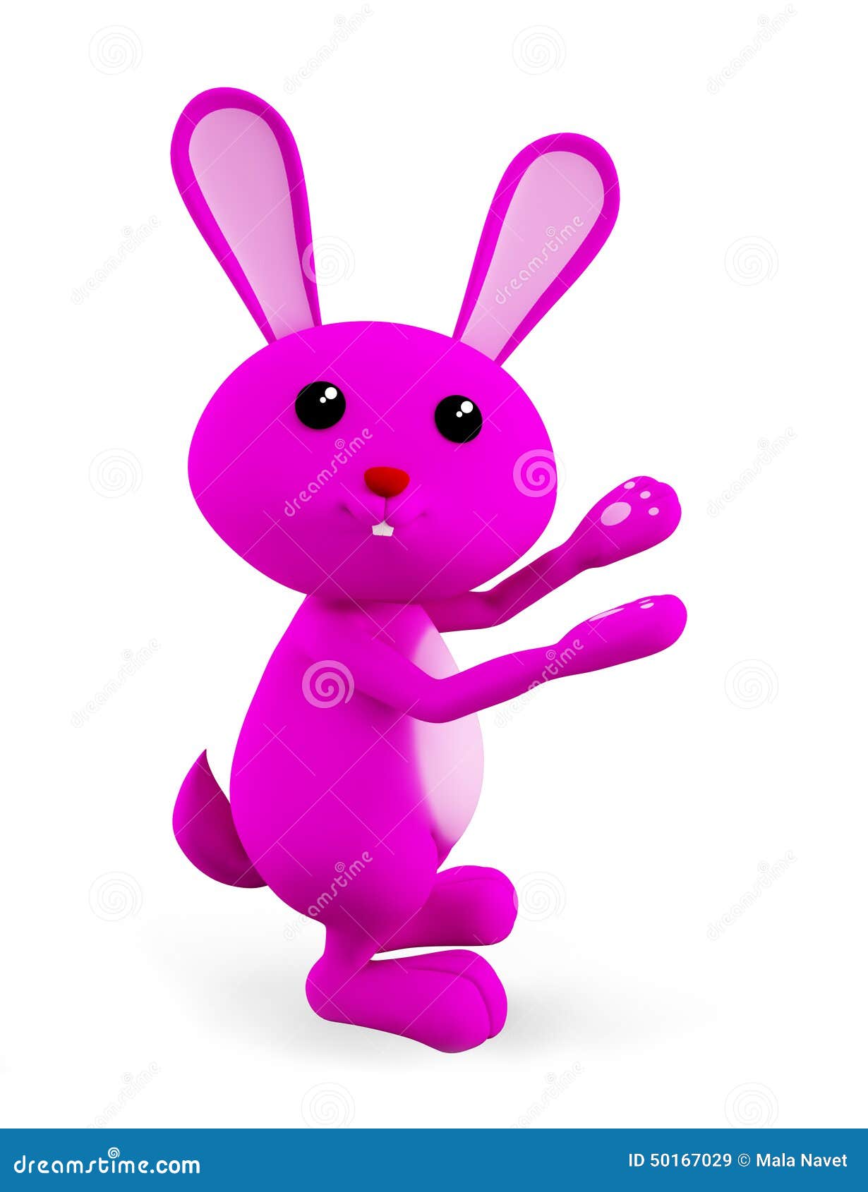 Pink Bunny with Presenting Pose Stock Illustration - Illustration of ...