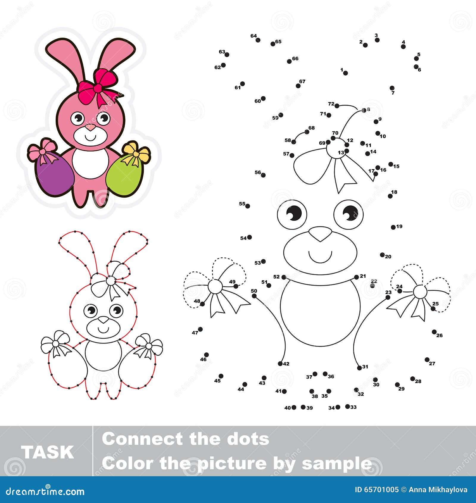 Pink Bunny. Vector Numbers Game. | CartoonDealer.com #65701005