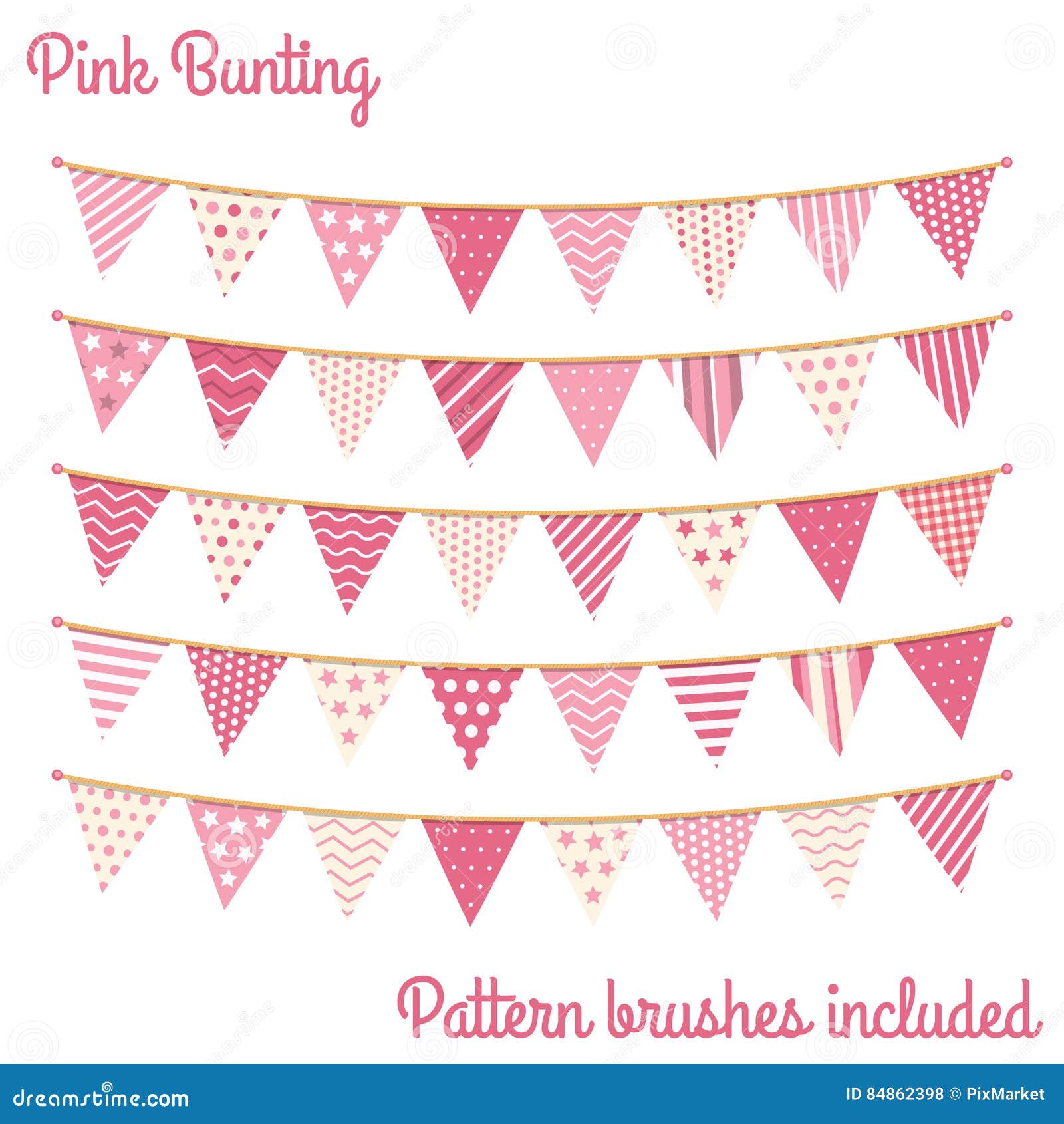 Pink Bunting stock vector. Illustration of pink, invitations - 84862398