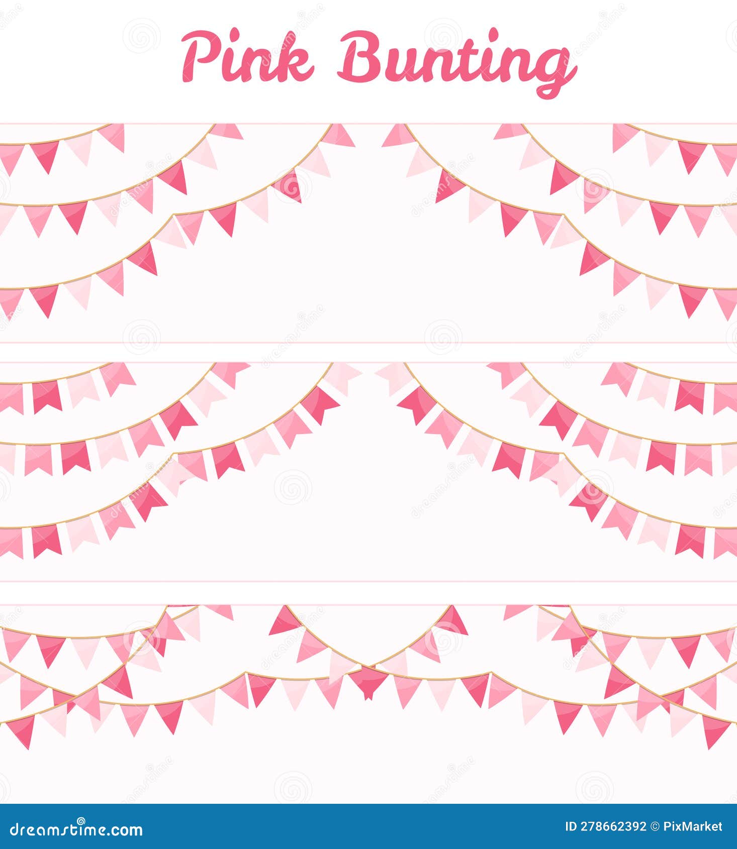 Pink Bunting stock vector. Illustration of carnival - 278662392