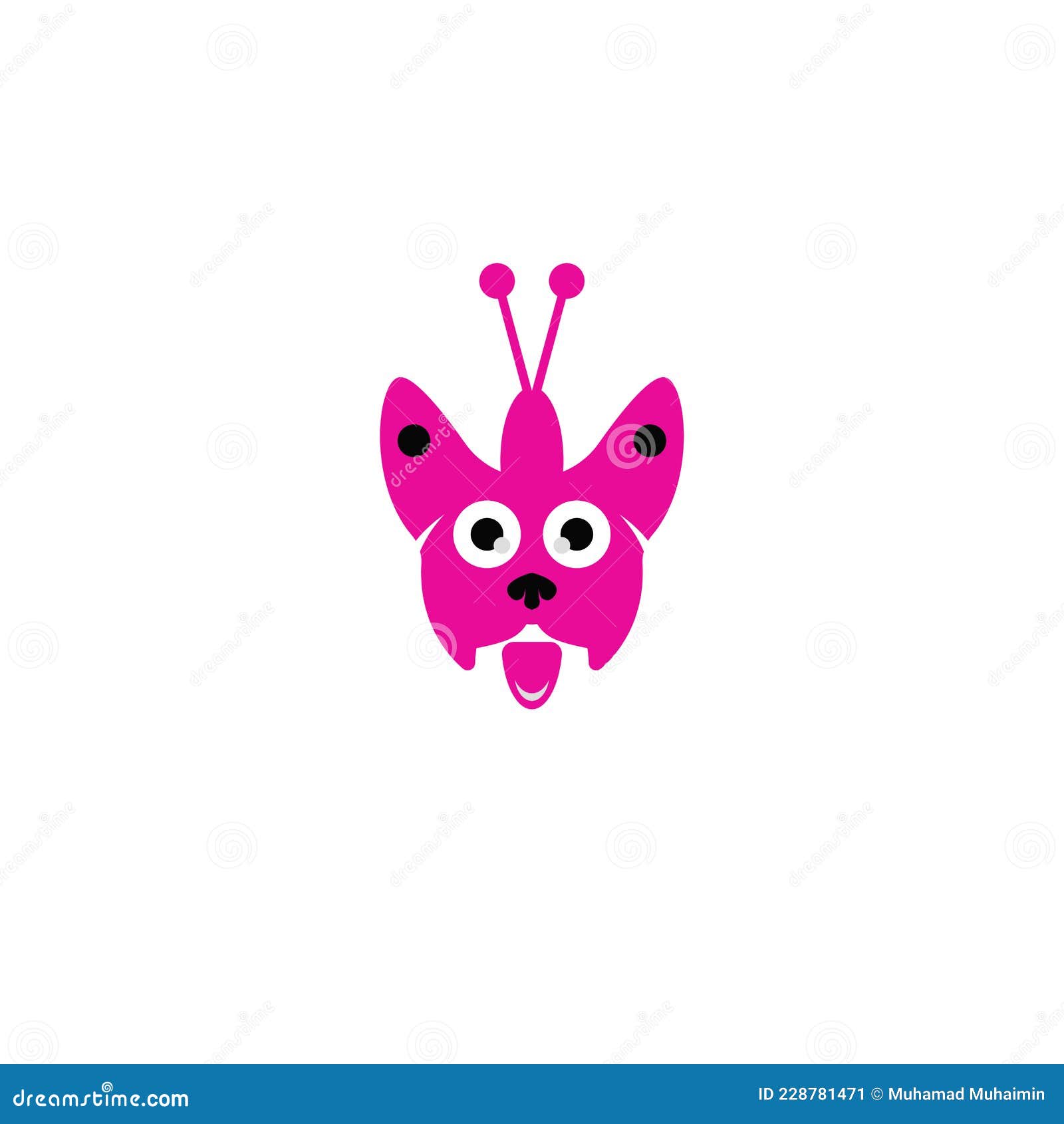 Pink Butterfly and Dog Combination Logo Icon Stock Vector ...
