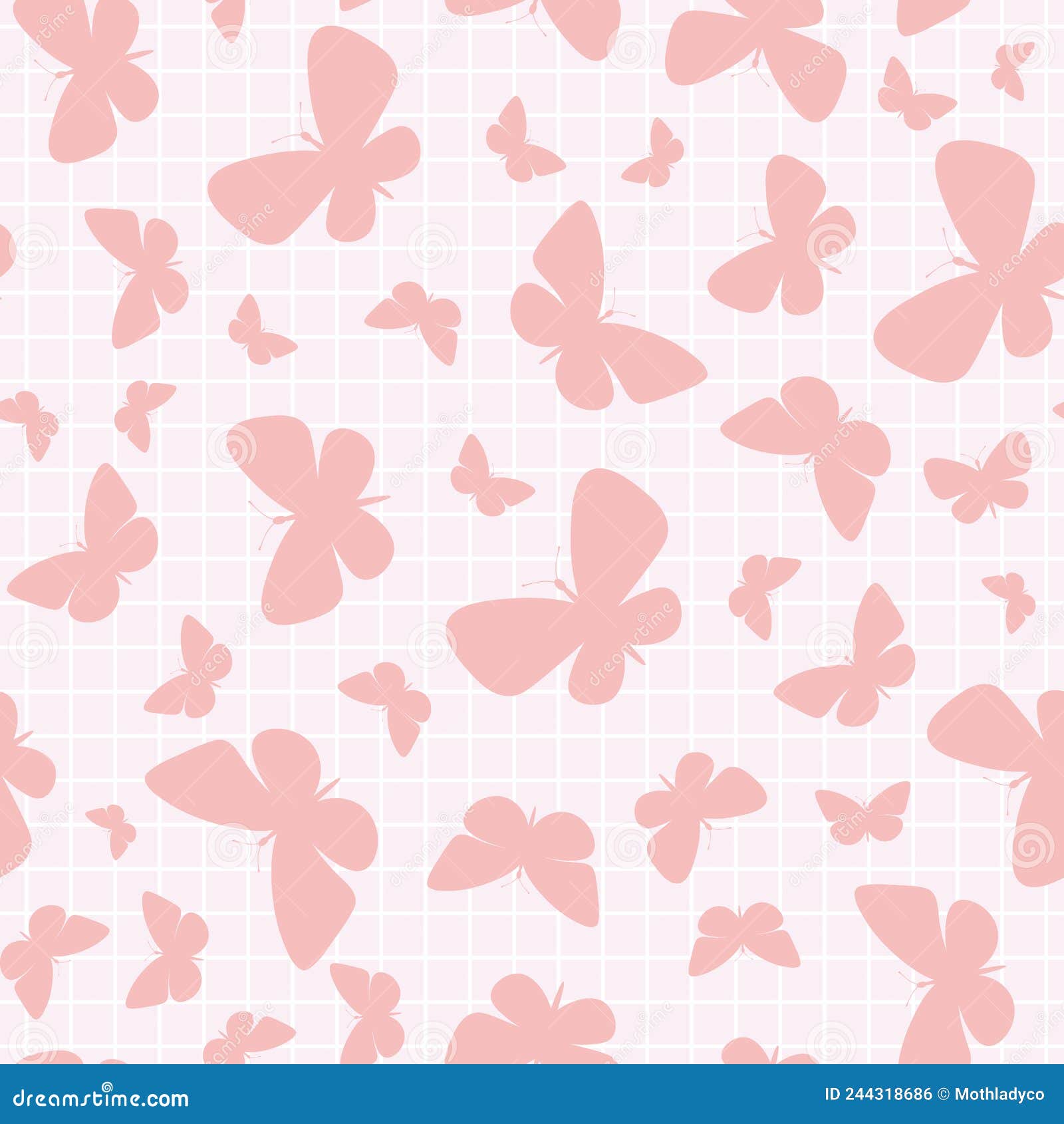 Pink Butterfly Pattern. Vector Butterfly Spring Pattern Stock Vector ...