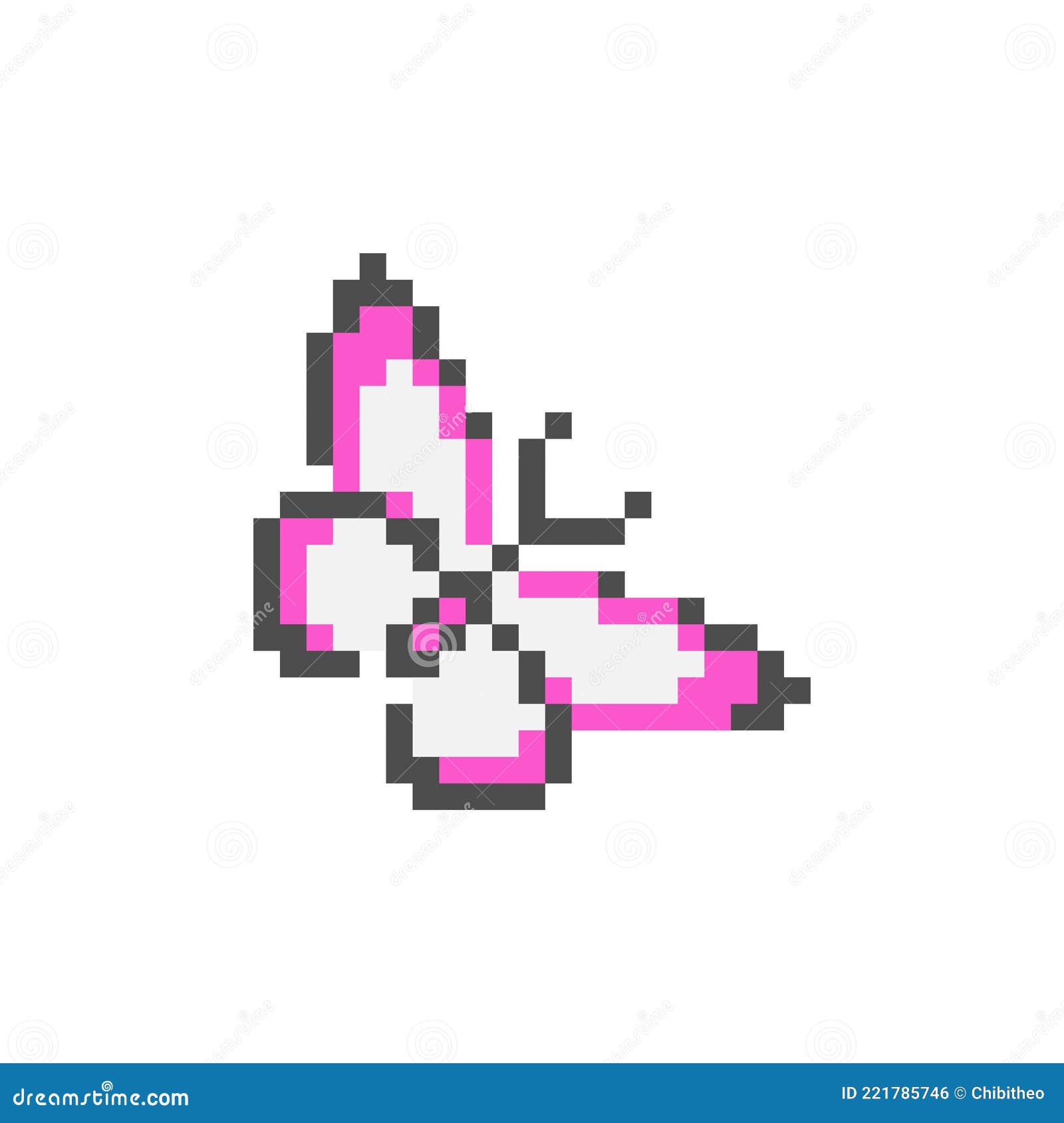 Pink Butterfly Pixels. Pixel Art Vector Illustration Stock Vector ...