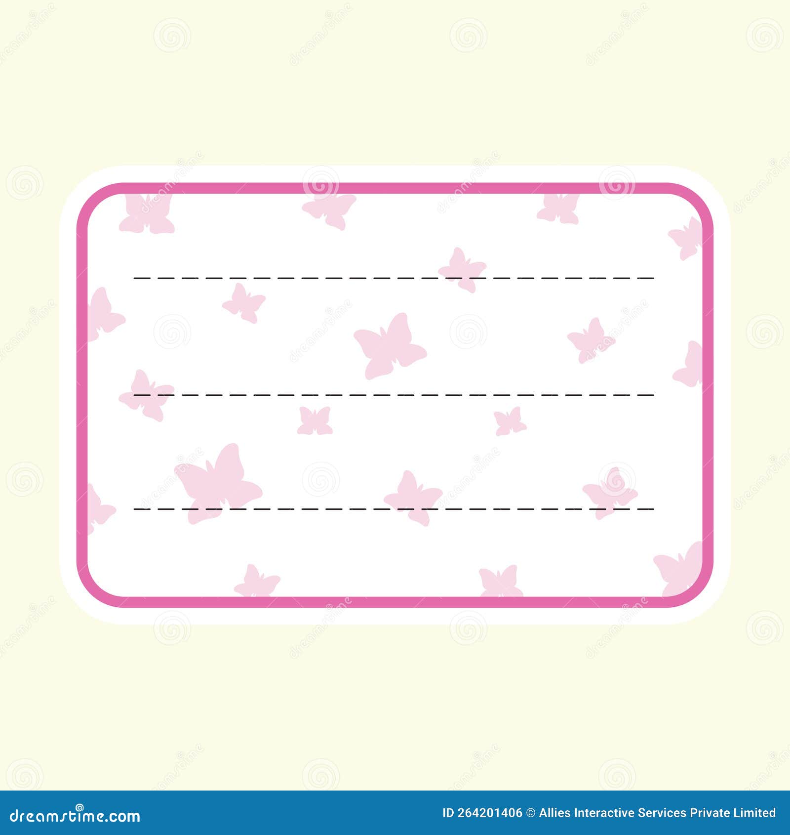 Pink Butterfly Seamless Pattern Frame or Notebook Label on Pastel ...