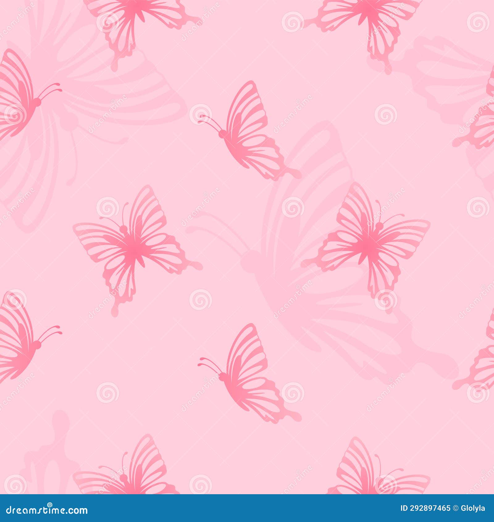 Pink Butterfly Seamless Pattern. Stock Illustration - Illustration of ...