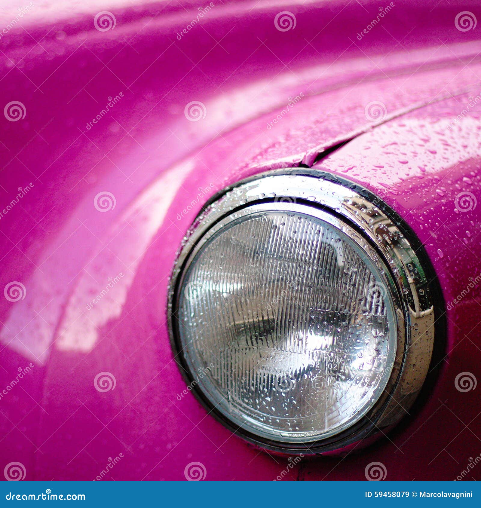 Pink Cab Headlight Under the Rain Stock Image - Image of london, retro ...