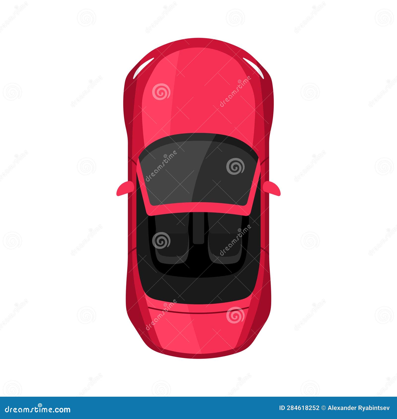 Pink Cabriolet Car Top View Vector Illustration. Cabrio Car ...