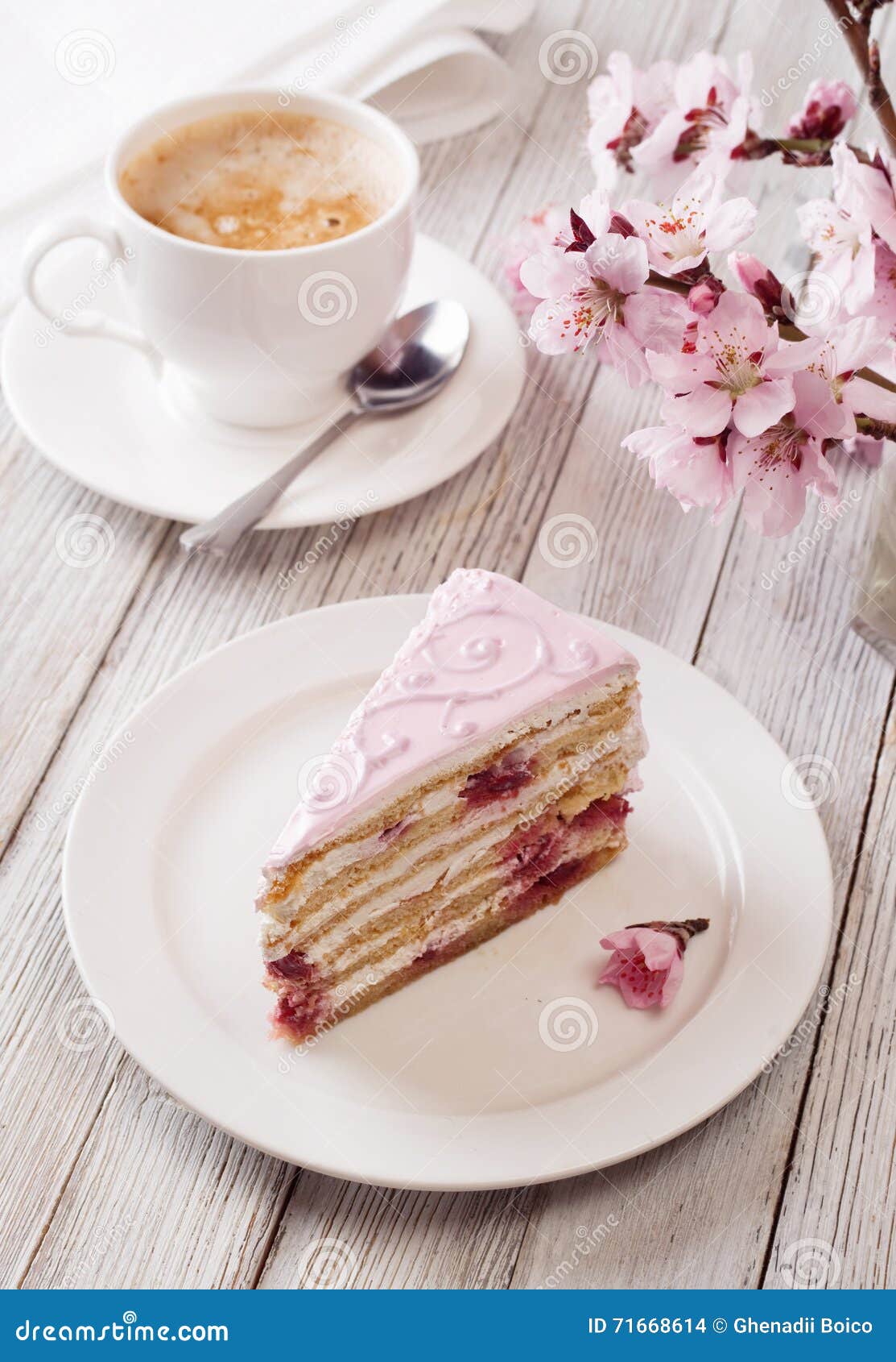 Pink cake stock photo. Image of white, fruit, baked, pink - 71668614