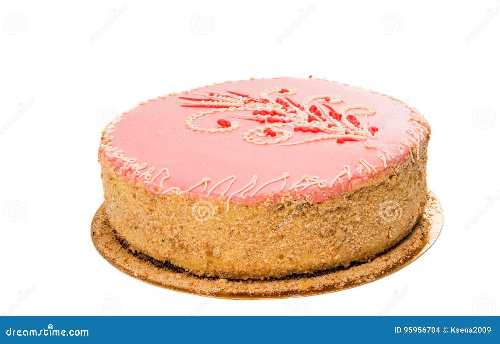 Pink cake isolated stock photo. Image of decorated, dark - 95956704