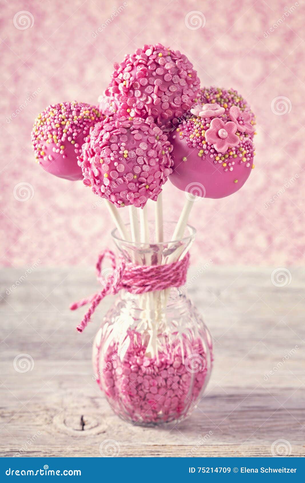 Pink cake pops stock image. Image of candy, holiday, confectionery ...